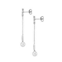 Damen Paar Ohrh&auml;nger "mit S&uuml;&szlig;wasser-Perlen und Zirkonia, Silber 925", Silber 925 (Sterlingsilber)silber, Giorgio Martello MILANO, Silber 925