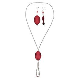 Steuer Damen Paar Ohrstecker "Metall matt Glasstein bordeaux rot"rot, Metall, Ohrringe