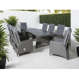 Garten-Essgruppe Konifera, B:60cm, grau, Aluminium, Sitzm&ouml;bel-Sets, "&raquo;Newcastle&laquo;", Aluminium/Polyrattan