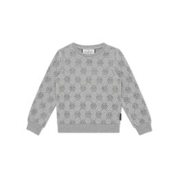 Philipp Plein M&auml;dchen Sweatshirt "Monogram Mit Schmucksteinen"10, grau, Gr. 6, Obermaterial: 5% Elasthan, 95% Baumwolle, Sweatshirts