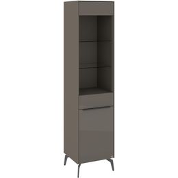 Standvitrine, B:48cm H:200cm T:42cm, grau, SET ONE BY Musterring, Glas, Holzwerkstoff, Schr&auml;nke, "Reno", Mit Winkelfu&szlig; in diversen Farben, 200 cm