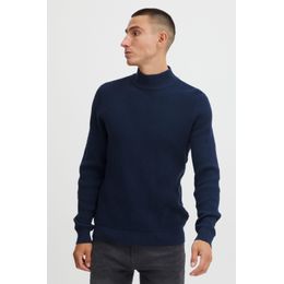Blend Herren Strickpullover "BHPullover", blau, Gr. XXL, unifarben, Feinstrick, 100% Baumwolle, Pullover, Feinstrick Pullover mit Rollkragen