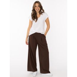 Bundfaltenhose Zwillingsherz "Bundfalten", Damen, Gr. L/XL, N-Gr, braun, Web, Obermaterial: 95% Polyester, 5% Elasthan, Hosen