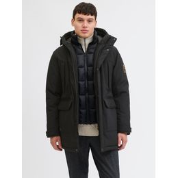 Jack & Jones JACK & JONES Herren Parka "JJFINN SOFTSHELL PARKA"schwarz, Gr. S, unifarben, Web, Obermaterial: 100% Polyester, Jacken