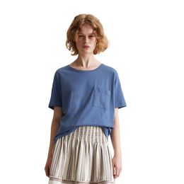 Marc O'Polo Damen T-Shirt "aus softem Organic Cotton", blau, Gr. S, MARC O'POLO DENIM, unifarben, Obermaterial: 100% Baumwolle, Shirts