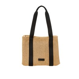 Marc O'Polo MARC O'POLO Damen Shopper "in Crochet-Raffia-Bast-Optik", schwarz, Obermaterial: 100% Polypropylen, unifarben, Taschen