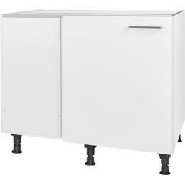 Eckunterschrank Nobilia "Touch", vormontiert", wei&szlig; (front: lacklaminat alpinwei&szlig; supermatt, korpus: alpinwei&szlig;), B:100cm H:87cm T:58,3cm, Schr&auml;nke, Eckunterschrank, mit h&ouml;henverstellbaren Sockelf&uuml;&szlig;en, Breite 100 cm