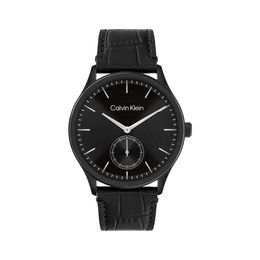 Calvin Klein Herren Quarzuhr "CK TAILORED"schwarz, Armbanduhren, Armbanduhr, Herrenuhr, Lederarmband, analog, dezentrale Sekunde