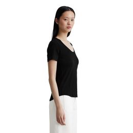 Marc O'Polo MARC O'POLO Damen T-Shirt "aus Organic Cotton Slub Jersey", schwarz, Basic, Gr. XS, unifarben, Obermaterial: 100% Baumwolle, Shirts