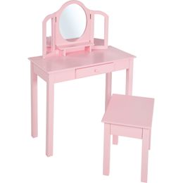 Roba Kinder Schminktisch "Schmink und Frisiertisch mit Hocker", B/H/T: 68cm x 106cm x 32cm, rosa, B:68cm H:106cm T:32cm, Tische, mit Hocker