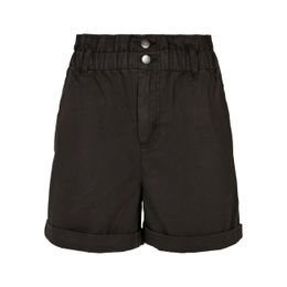 Urban Classics Damen Stoffhose "Urban Classics Damen Ladies Paperbag Shorts"schwarz, Gr. 28, unifarben, 100% Baumwolle, Hosen