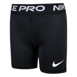 Nike Sportswear M&auml;dchen Radlerhose, schwarz, Gr. 122, kontrastfarbene Details, unifarben, Jersey, Obermaterial: 88% Polyester, 12% Elasthan, Hosen,