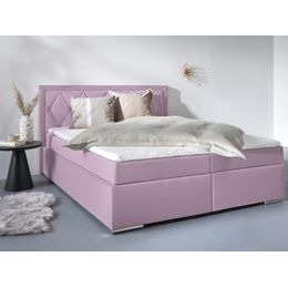 Boxbett Home Affaire, L:206cm, rosa, Bezug Bett: Samtvelours (100% Polyester), Bezug der Spiegelfl&auml;che Matratzendrell aus 100% Polyester. Topperbezug