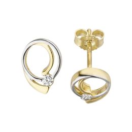 Jobo Damen Paar Ohrstecker, Gelbgold 333, gold, Gelbgold 333, Ohrringe, 333 Gold bicolor mit Zirkonia