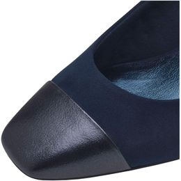 Marco Tozzi Damen Slingpumps, Gr. 41, blau, Lederimitat, Textil, Veloursleder, Schuhe, Abendschuh, Sommerschuh, Blockabsatz, in modischer Karreeform