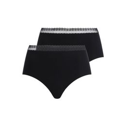 Chantelle Damen Slip "Slip Taillen Slip Cozy Chic 2P 2er Pack", Gr. S, schwarz, Obermaterial: 80% Modal CMD. 20% Elasthan EL., Unterhosen