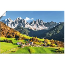 Wandbild Artland, B:30cm H:20cm, gr&uuml;n, Wohnzimmer, Bilder, "Alpen Berge Santa Maddalena", als Alubild, Leinwandbild, Poster in verschied. Gr&ouml;&szlig;en