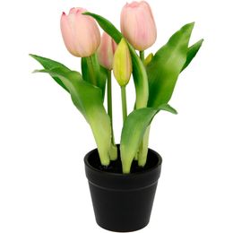 Kunstblume I.GE.A., B:20cm H:22cm L:20cm, rosa, Polyester, Kunstpflanzen, "Tulpen", Real-Touch Bl&uuml;ten Tulpe Tulpenstrau&szlig; Latex Kunsttulpe Einzelblumen