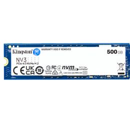 Kingston interne SSD "500G NV3 M.2 2280 NVMe SSD", 500 GB, Schreibgeschwindigkeitmaximal 3000 MB/s Lesegeschwindigkeitmaximal 5000 MB/s, blau,