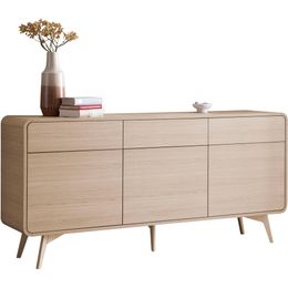 Sideboard Home Affaire "Torsby, moderner Schrank, Kommode in Eiche Natur, 180 cm breit", eiche natur, B:180cm H:84cm T:39cm, FSC-zertifizierter Holzwerkstoff, Sideboards, Sideboard, abgerundete Ecken, ausreichend Stauraum, vielseitig einsetzbar