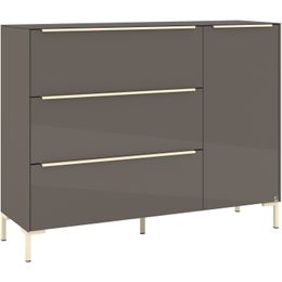 Sideboard, B:137cm H:108cm T:42cm, grau, SET ONE BY Musterring, Glas, Holzwerkstoff, Wohnzimmer, Sideboards, "Reno", Mit Winkelfu&szlig; in diversen