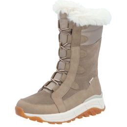 RIEKER SPORT Damen Winterboots, Gr. 38, beige, Leder, Textil, Schuhe, Schneeboots, Winterboots mit Lammwollfutter, Fiber Grip Laufsohle