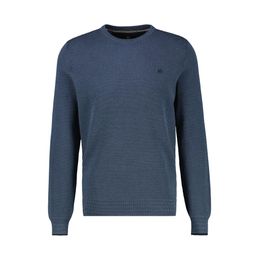 Lerros Herren Rundhalspullover, blau, Gr. M, unifarben, Strick, Obermaterial: 100% Baumwolle, Pullover, mit Logo-Stickerei