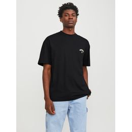 Jack & Jones JACK & JONES Herren Oversize-Shirt "JORSANTORINI BACK TEE SS CREW NECK SN", schwarz, Basic, Gr. L, Jersey, Obermaterial: 100% Baumwolle, Shirts