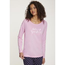 Vivance Dreams Damen Pyjamaoberteil, Gr. 32, pink, Single Jersey, Obermaterial: 50% Baumwolle, 50% Viskose, Shirts, mit Frontdruck
