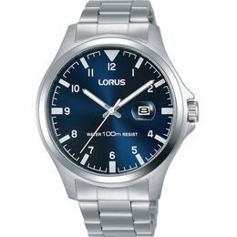 Lorus Herren Quarzuhr, silber, Armbanduhren, Armbanduhr, Herrenuhr, Datum, Edelstahlarmband, bis 10 bar wasserdicht