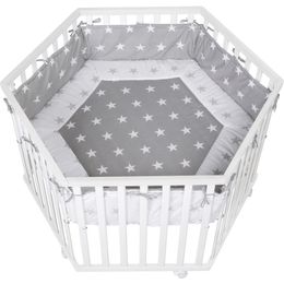 Roba Baby Laufgitter "Little Stars, natur, 6-eckig", beige, Laufst&auml;lle, mit Stoffeinlage und Nestchen