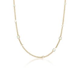Elli Premium Damen Collierkettchen "Synthetischer Opal Wei&szlig; 925 Sterling Silber vergoldet", 45,mit Steinen, Silber 925 (Sterlingsilber), L: 45, gold,