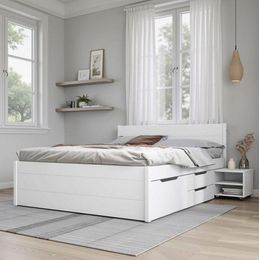 Stauraumbett Inter Link, B:186cm H:90cm L:209cm, wei&szlig;, Kinderzimmer, Betten, "Efetivo, inkl. Nachtkommode, Einzelbett, Doppelbett, Massivholz", Bett