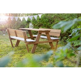 Roba Kinder Kindersitzgruppe "Picknick for 4 Outdoor Deluxe, Teakholz-Optik", B/H/T: 89cm x 50,5cm x 107cm, Kindersitzgarniturmit Lehne, braun,