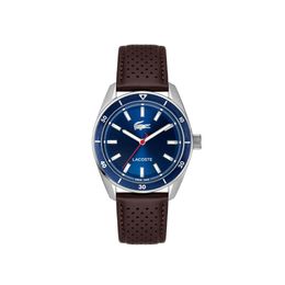 Lacoste Herren Quarzuhr "BOSTON"braun, blau, Armbanduhren, Armbanduhr, Herrenuhr, Lederarmband, analog
