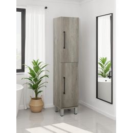 Hochschrank Welltime, B:30cm H:150cm T:30cm, grau, MDF, Badezimmer, Schr&auml;nke, "Florenz", Breite 30cm,Badezimmerschrank,Badschrank,2 T&uuml;ren