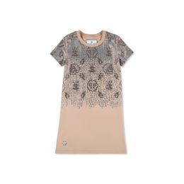 Philipp Plein M&auml;dchen Minikleid "T-shirt Short Dresses Monogram"06, beige, Gr. 14, Obermaterial: 100% Baumwolle; Futter: 100% Glasfaser, Kleider