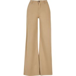 Urban Classics Damen Chinos "Urban Classics Damen Ladies High Waist Wide Leg Chino Pants"unionbeige, Gr. 34, unifarben, 98% Baumwolle, 2% Elasthan,
