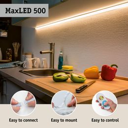 Paulmann LED-Streifen "MaxLED 500 LED Strip Warmwei&szlig; Einzelstripe", Dioden 64 Stk., Gesamtl&auml;nge 1m, silber, K&uuml;che, Lichterketten