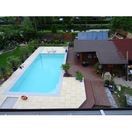 Pool KWAD, B:350cm H:150cm L:700cm, beige, Garten, Schwimmbecken, "Styroporsteinpool mit Ecktreppe", BxLxH: 350x700x150 cm, Ecktreppe rechts in wei&szlig;