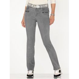 Inspirationen Damen Push-up-Jeans, grau, Gr. 42, unifarben, 98% Baumwolle, 2% Elasthan, Jeans
