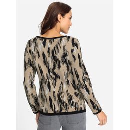 Inspirationen Damen Strickpullover "Langarm-Pullover", beige, Gr. 40, animal-print, gemustert, mehrfarbig, 50% Baumwolle, 50% Polyacryl, Pullover