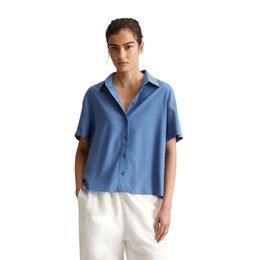 Marc O'Polo Damen Kurzarmbluse "aus flie&szlig;ender Viskose", blau, Gr. XS, MARC O'POLO DENIM, unifarben, Obermaterial: 100% Viskose, Blusen