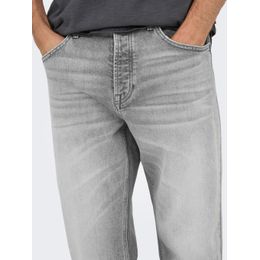 Only & Sons ONLY & SONS Herren Straight-Jeans "ONSEDGE PERFORMANCE LB 3816 DOT DNM NOOS"medium grau denim, Gr. 31, Abriebeffekte, Denim/Jeans, Obermaterial: 99%
