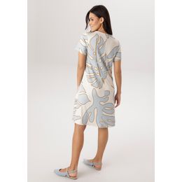 Damen Jerseykleidhellblau, sanftes wei&szlig;, zimt, Gr. 40, Aniston SELECTED, bedruckt, gebl&uuml;mt, gemustert, Milano Rib, Obermaterial: 85% Viskose, 10%