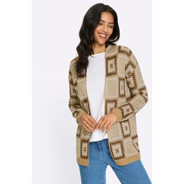 Classic Basics Damen Strickjacke, braun, Gr. 54, gemustert, mehrfarbig, 100% Polyacryl, Strickjacken