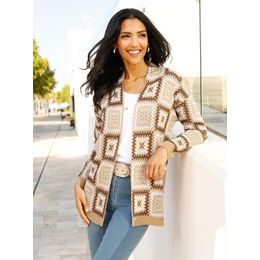 Classic Basics Damen Strickjacke, braun, Gr. 46, gemustert, mehrfarbig, 100% Polyacryl, Strickjacken
