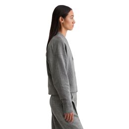 Marc O'Polo MARC O'POLO Damen Sweatjacke "mit Rippstrick-Bund", grau, Gr. XL, unifarben, Obermaterial: 100% Baumwolle, Sweatjacken