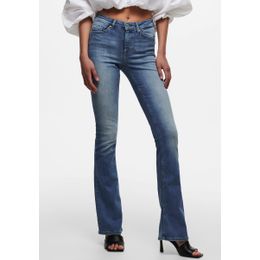 Only Damen Bootcut-Jeans "ONLBLUSH &ndash; Bootcut-Jeans mit Mid Waist f&uuml;r bequeme Silhouette", blau, Gr. S, Abriebeffekte, Denim/Jeans, Obermaterial: 92%