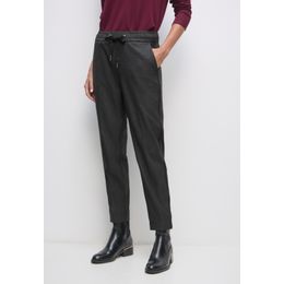 Street One Damen Stoffhoseanthrazit melange, Gr. 40, unifarben, Stoff, 62% Polyester, 33% Viskose, 5% Elasthan, Hosen, mit Tape